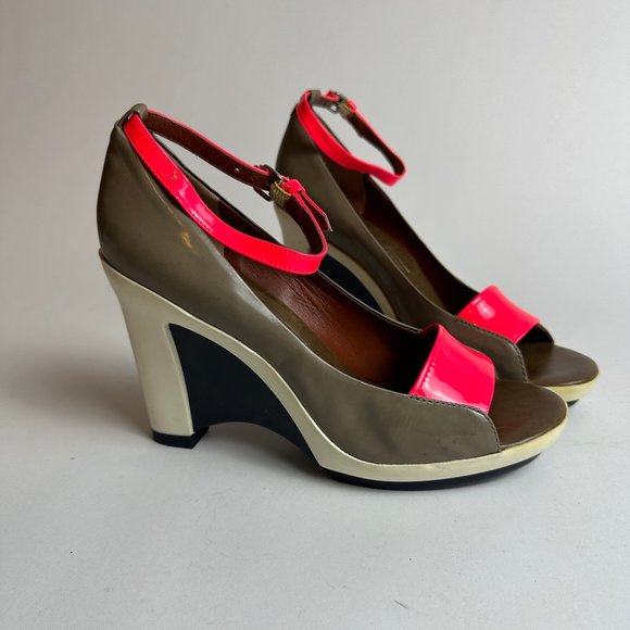 Marc Jacobs | Shoes | Marc Jacobs Patent Leather Colorblock Wedge ...
